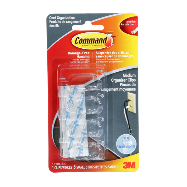Command Clear & Medium Cord Clips, 4 Clips, 5 Clear Strips - GAGNON ...