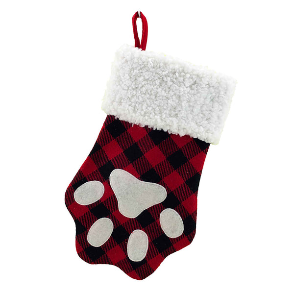 Dog Paw Christmas Stocking with Sherpa Trim, 13"x11" - GAGNON - La ...