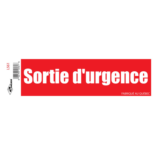Affiche "Sortie d’urgence", 2" x 8" - GAGNON - La Grande Quincaillerie