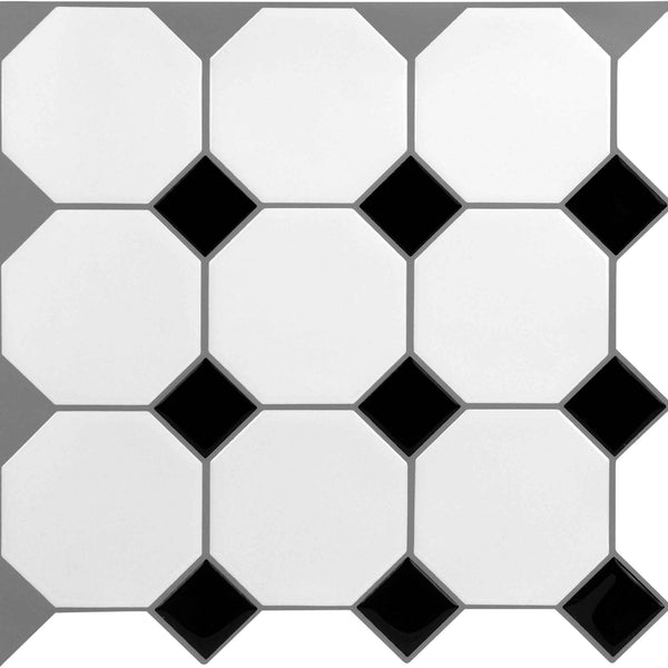 Peel and Stick Backsplash with Black and White Tetra Design, 4 Units ...