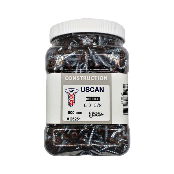 Chocolate Head Soffit Screw, #6 x 5/8" (Jar of 800 Units) - GAGNON - La ...