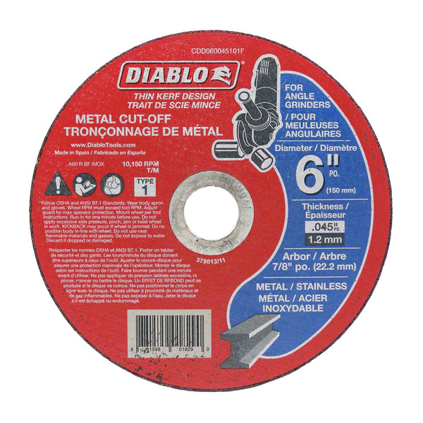 Diablo Metal Cut-Off Disc of 6" x 0.045", Arbor 7/8" - GAGNON - La ...