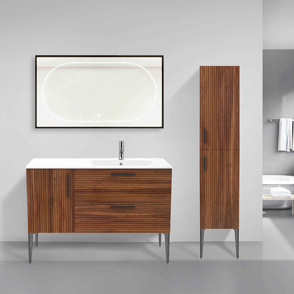 Wall-Mounted Linen Cabinet With Fluted Front, 14" (Hazelnut) - GAGNON ...