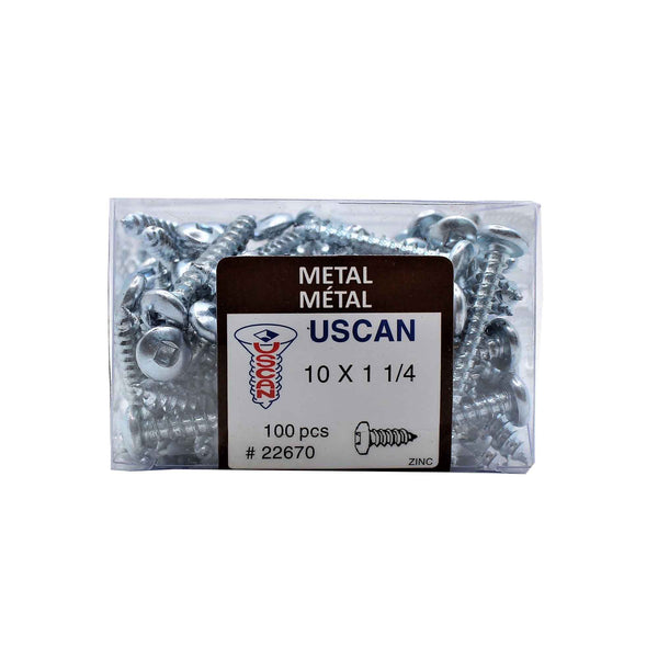 Zinc Plated Pan Head Metal Screw, #10 x 1-1/4" (100 Units) - GAGNON ...