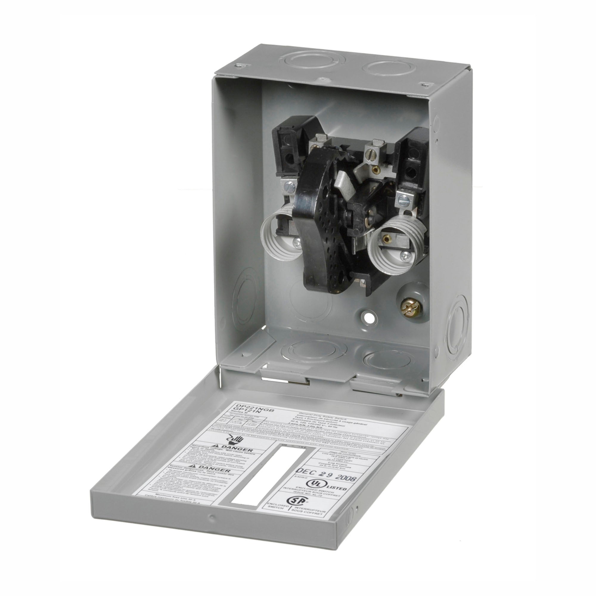 3-Wire 2-Pole Security Disconnect Switch with Screw-in Fuses, 30 A / 1 ...