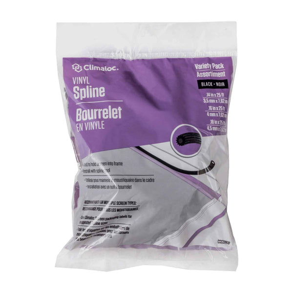 Variety Pack of Black Vinyl Splines, 0.14'', 0.16'' and 0.18'' x 25 ...