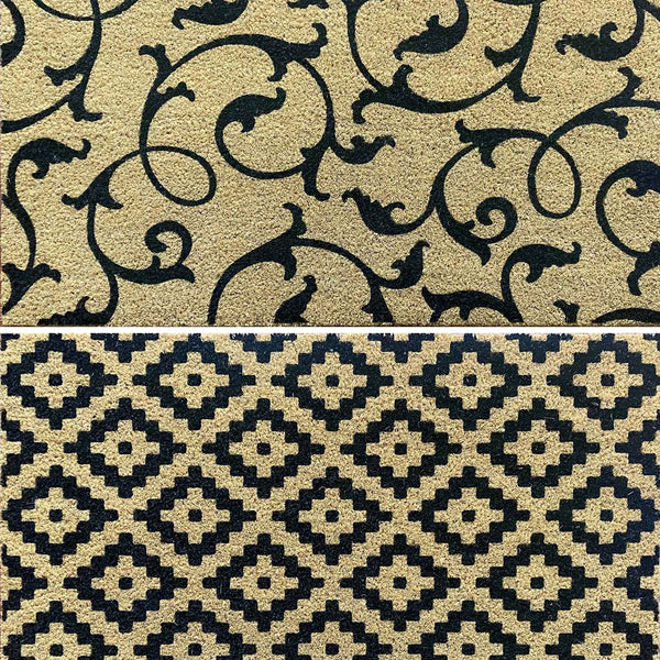 Coir Doormat with Black Pattern 17.7" x 29.5'' (Choice Between 2 Model ...