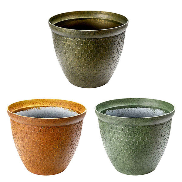 Round Pot with Honeycomb Pattern, 11.8'' x 9.8'' (Choice between 3 Col ...