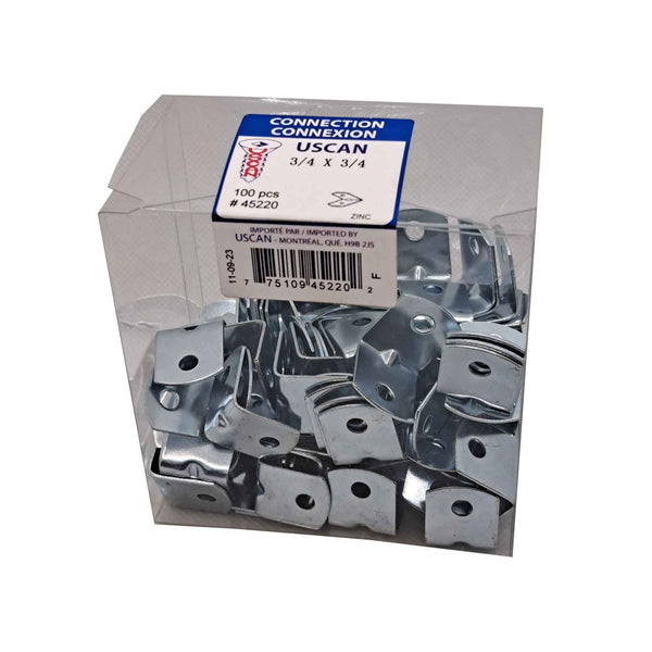 Zinc Plated Steel Connection Bracket, 3/4" x 3/4" (100 Units) - GAGNON ...