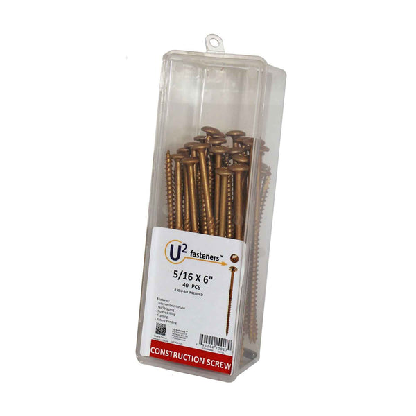 U2 Fasteners Construction Screw, 5/16" x 6" (40 Units) - GAGNON - La ...