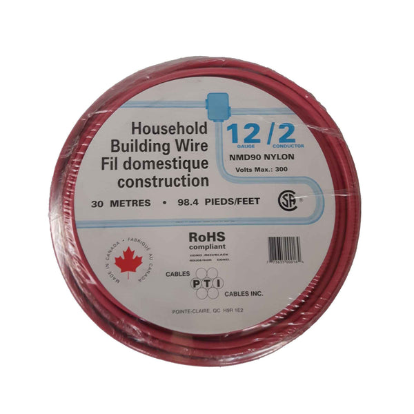 Fil domestique de construction NMD90 12/2 en rouge, 30 m - GAGNON - La ...