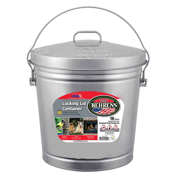 Galvanized Steel Container with Locking Lid, 10 Gallons - GAGNON - La ...