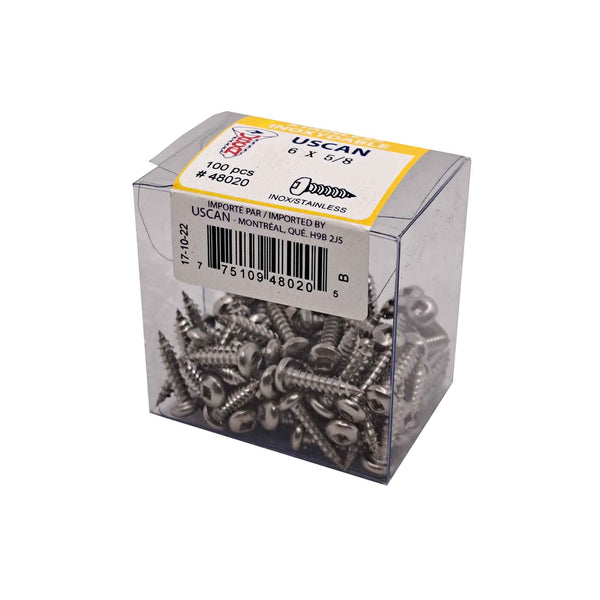 Stainless Steel Pan Head Metal Screw, #6 x 5/8" (100 Units) - GAGNON ...