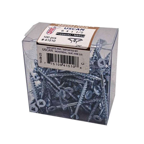 Zinc Plated Nibbed Particle Screw, #6 x 1-1/2" (100 Units) - GAGNON ...