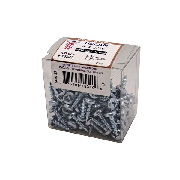 Zinc Plated Pan Head Particle Screw, #8 x 9/16" (100 Units) - GAGNON ...