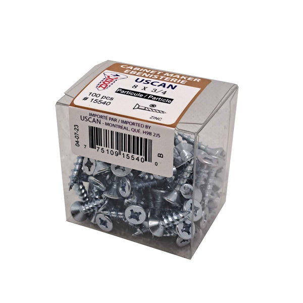 Zinc Plated Flat Head Particle Screw, #8 x 3/4" (100 Units) - GAGNON ...