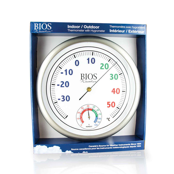 Indoor and Outdoor Round Thermometer with Hygrometer, 12'' - GAGNON ...