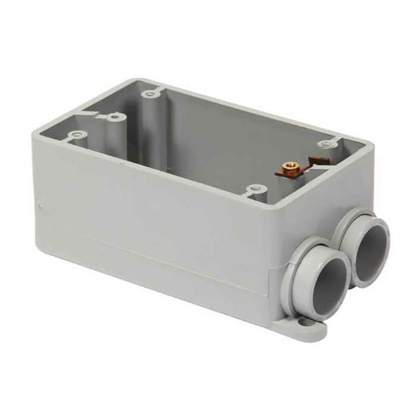 FSS PVC 1-Group Box in Gray PVC with Outlet of 1/2'' or 3/4'', 2 Outle ...