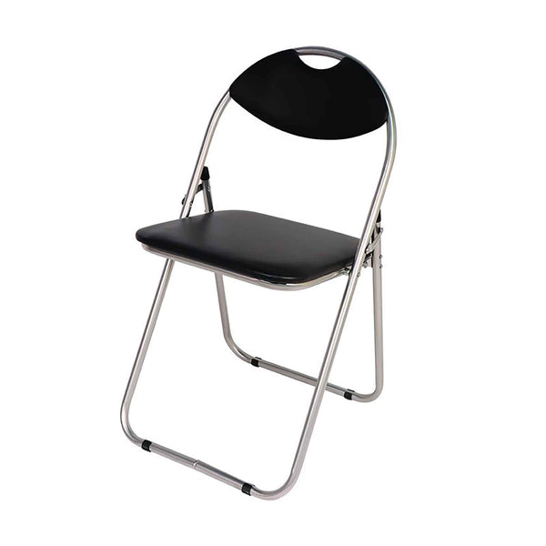 Folding Steel Chair with Polyurethane Seat, Silver and Black - GAGNON ...